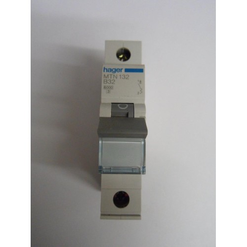 Hager MTN132 Type B 32a Single Pole Mcb